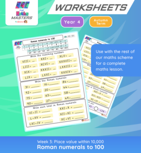 Year 4 Roman Numerals To 100 Worksheets | Place Value