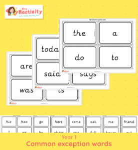 Year 1 Common Exception Word Cards | Mrs Mactivity