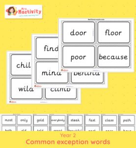 Year 2 Common Exception Word Cards | Mrs Mactivity