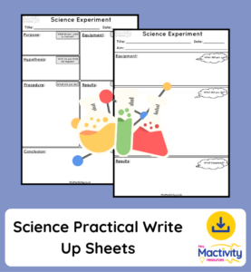 Science Practical Write Up Sheets | Mrs Mactivity