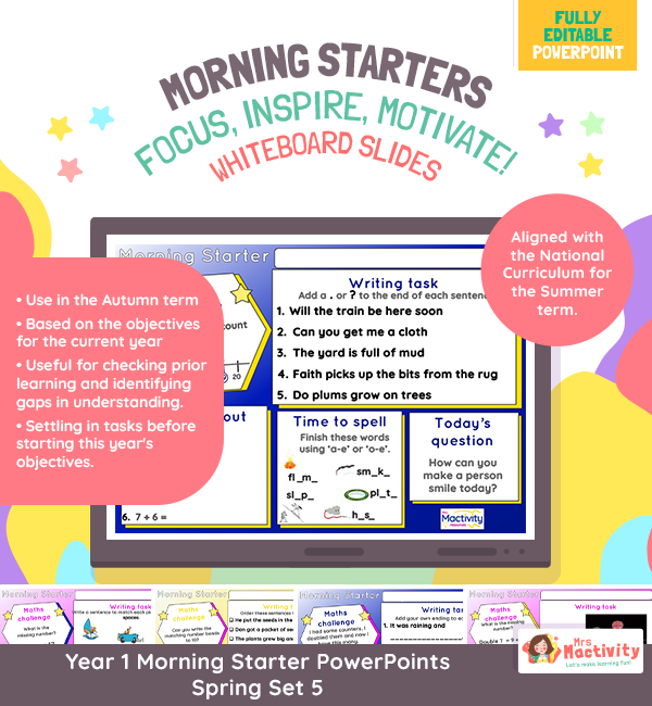 Year 1 Morning Starter PowerPoints Spring Set 5 | Mrs Mactivity