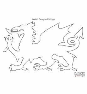Welsh Dragon Collage Outline | Mrs Mactivity