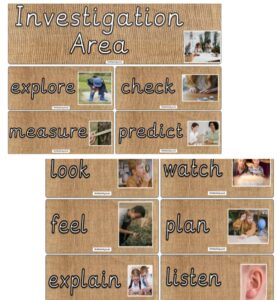 EYFS Investigation Area Display Labels | Language-Rich Science Vocabulary