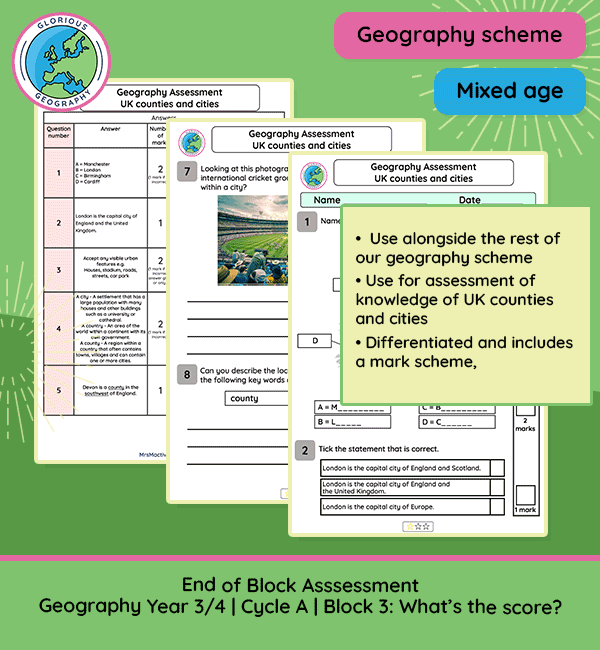 End Of Block Assessment | Geography Scheme | Year 3/4 | Cycle A | Block ...