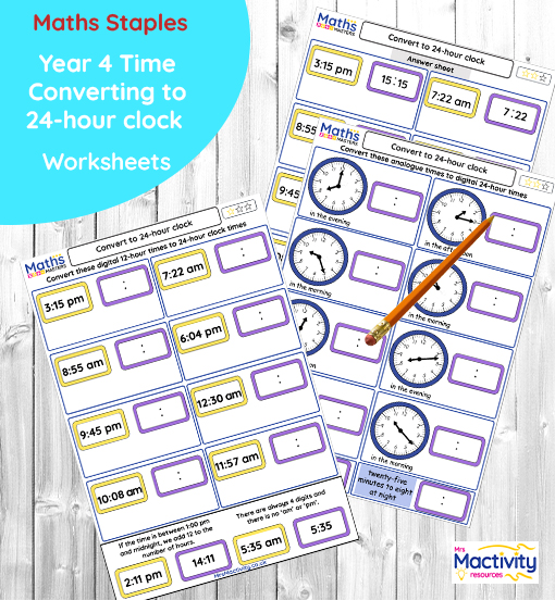 Year 4 24-Hour Clock Worksheets - Convert 12-Hour To 24-Hour Time