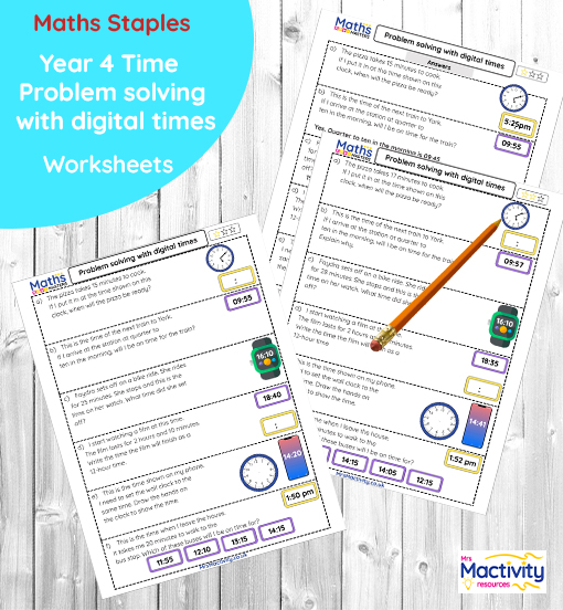 Year 4 Problem Solving With Digital Time | Time Word Problems KS2