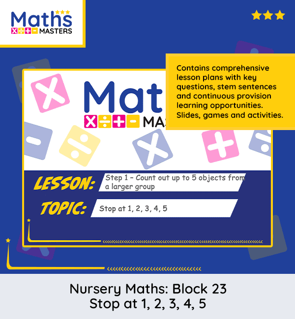 Stop At 1, 2, 3, 4, 5 Nursery Maths Lesson Pack – EYFS Aligned