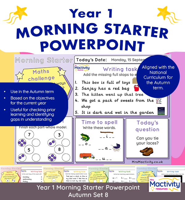 Year 1 Morning Starter PowerPoints Early Morning Work KS1