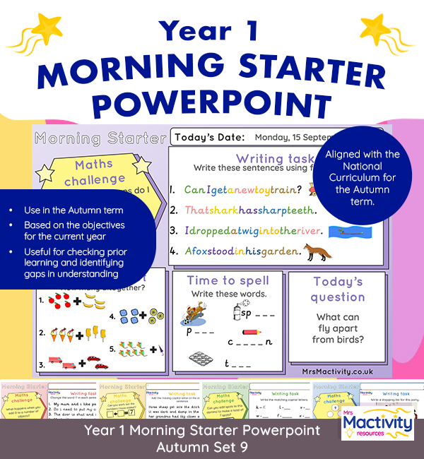 Year 1 Morning Starter PowerPoints Early Morning Work KS1
