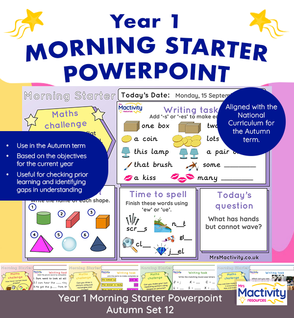 Year 1 Morning Starter PowerPoints Early Morning Work KS1