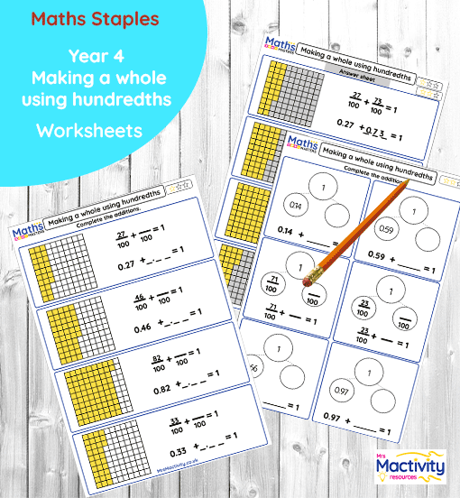 Year 4 Making A Whole Using Hundredths Worksheets – Place Value Support