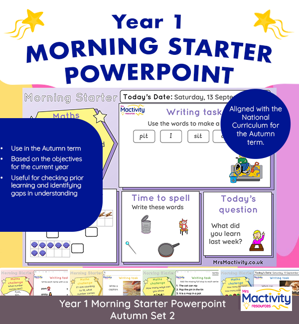 Year 1 Morning Starter PowerPoints Autumn Term Set 2 – KS1 Early ...