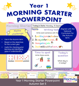 Year 1 Morning Starter PowerPoints Early Morning Work KS1