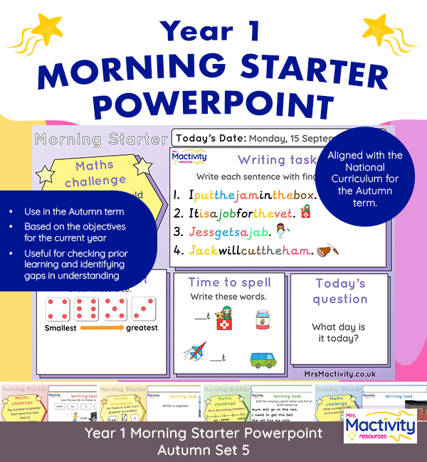 Year 1 Morning Starter PowerPoints Autumn Term Set 5 – KS1 Early ...