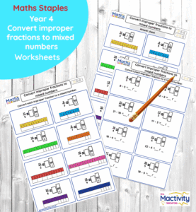 Year 4 Convert Improper Fractions To Mixed Numbers Worksheet