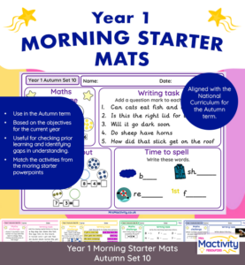 Year 1 Morning Starter Mats: Autumn Term Set 10 – Early Morning Work