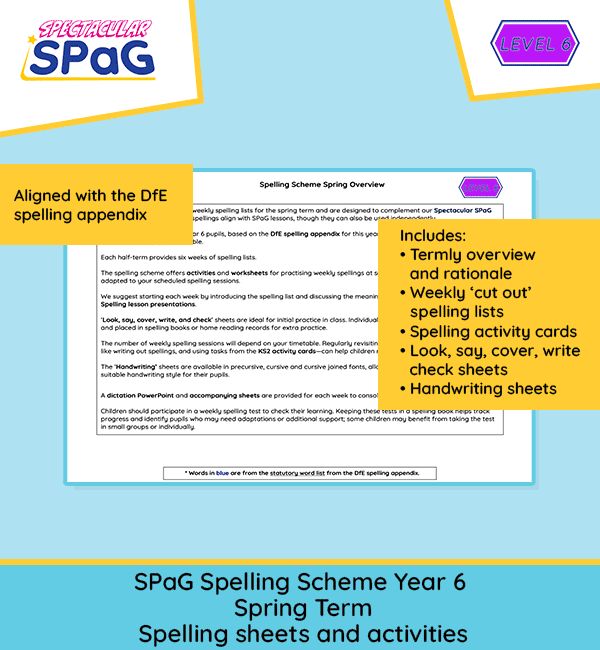 Year 5 Spring Spelling Dictation Tasks | SPaG Scheme | Mrs Mactivity