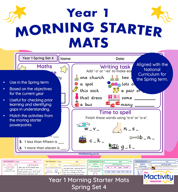 Year 1 Morning Starter Mats (Spring Set 4) – Maths And English Starters